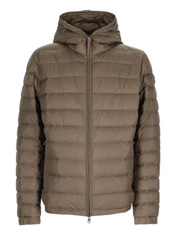 Moncler Piumino Corto "solienn" Con Cappuccio - Brown