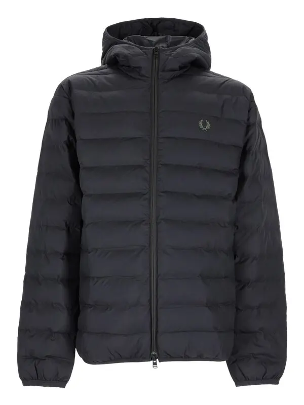 Fred Perry Giacca Imbottita Con Cappuccio - Black