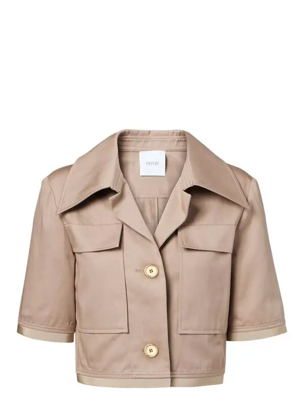 PATOU Cropped Button-down Casual Jacket - Nude