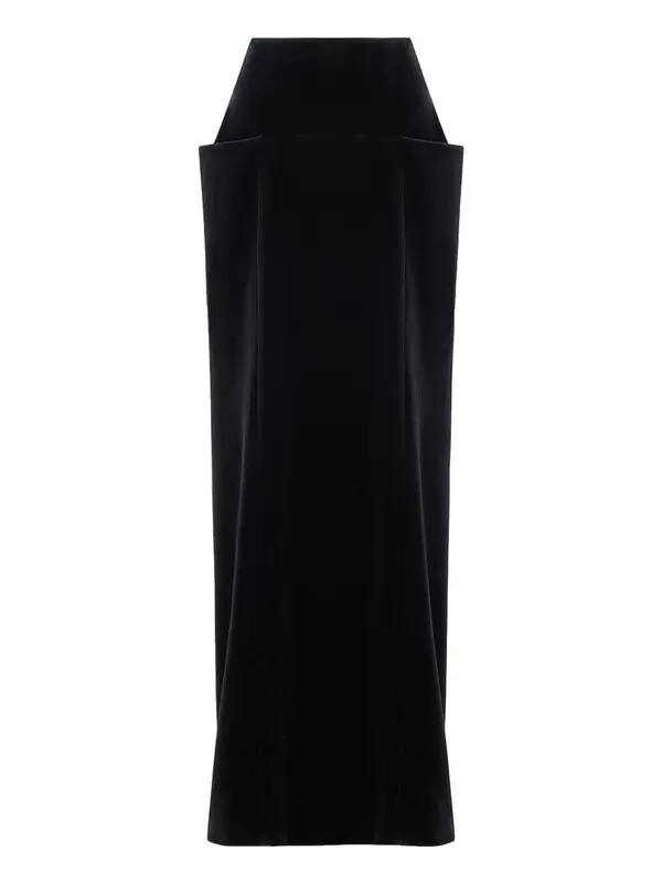Alaïa Cotton Velvet Column Skirt - Black