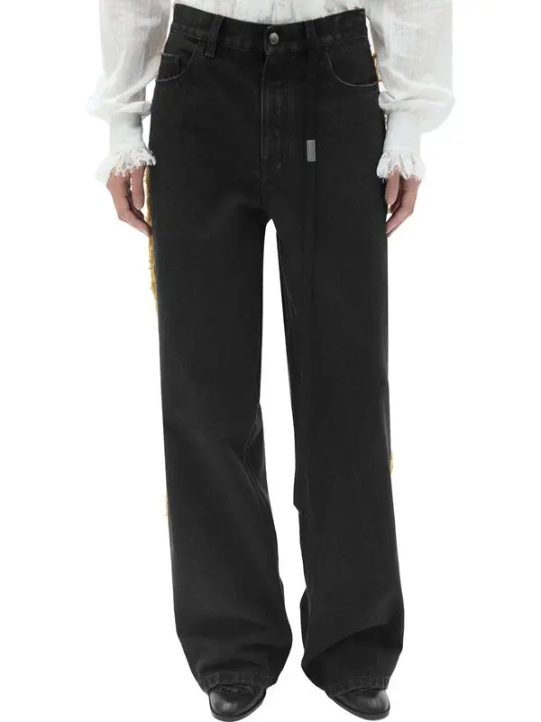 ANN DEMEULEMEESTER Annela 5-pockets Straight Leg Loose Trousers With Side Bands - Black