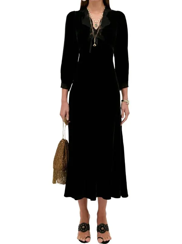 Rixo Long-sleeved Dress - Black
