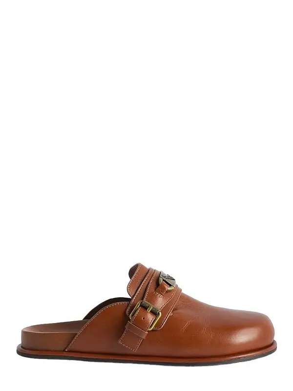 Zadig&Voltaire Angie Leather Gourmette Chain Mules - Caramelo