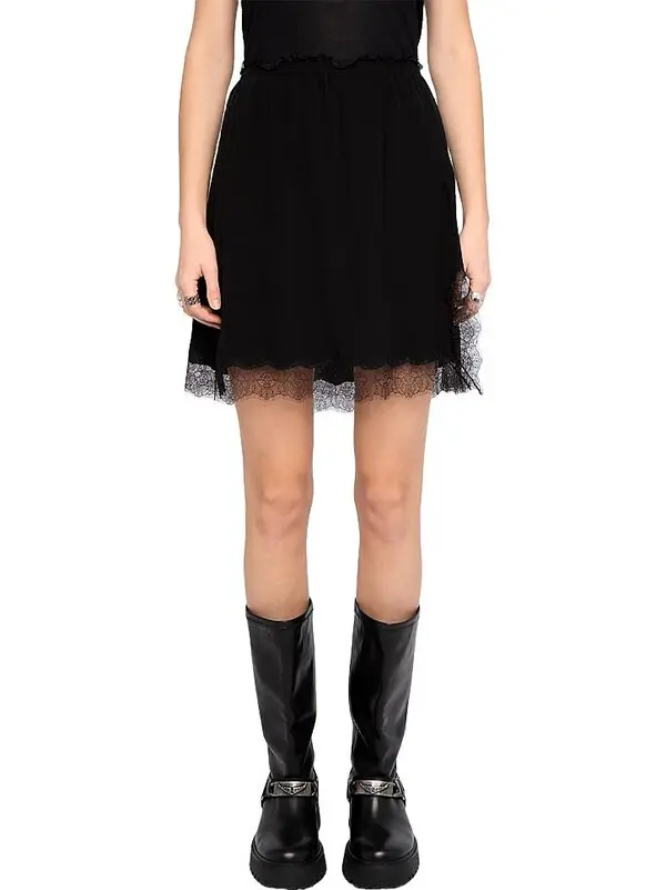 Zadig&Voltaire Jarvisa Lace Hem Mini Skirt - Black
