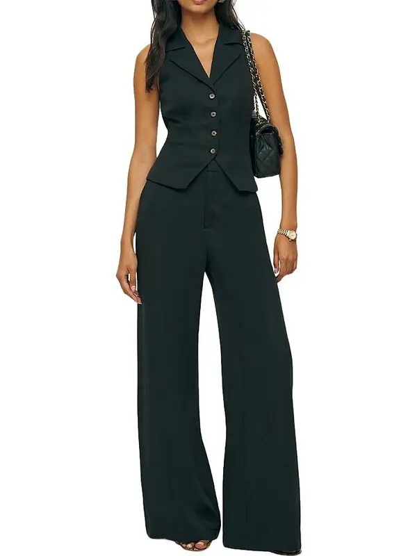 REFORMATION Taryn Two Piece Vest & Pants Set - Black