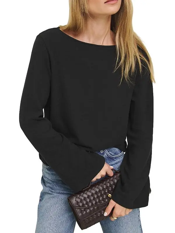REFORMATION Eternity Boat Neck Knit Top - Black