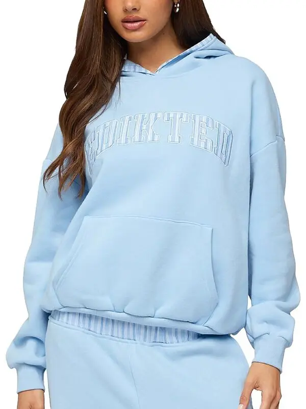 EDIKTED Core Stripey Oversized Hoodie - Blue
