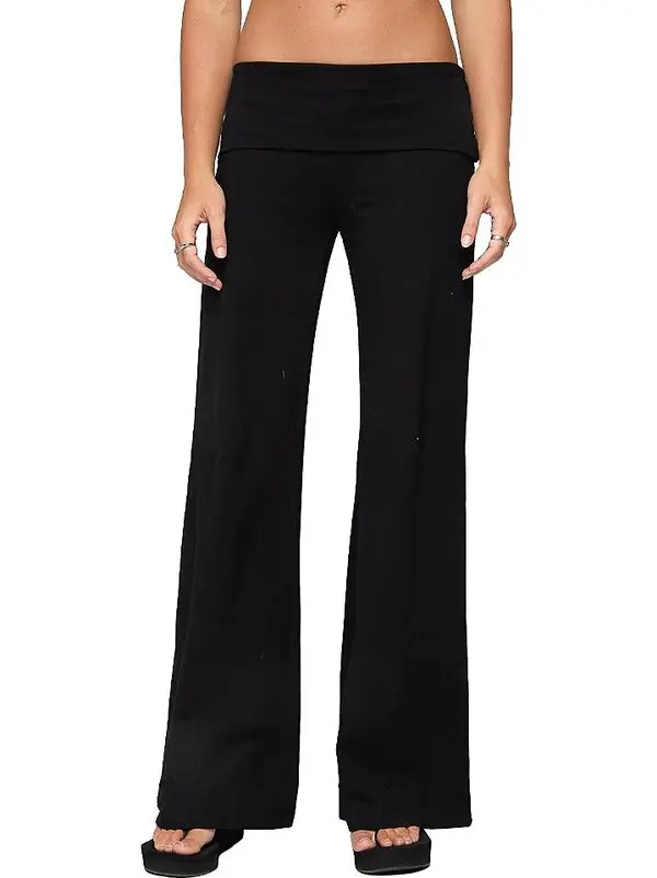 EDIKTED Angel Energy Sequin Foldover Pants - Black