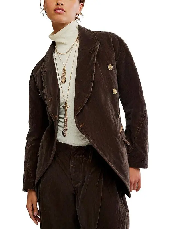 Free People August Cotton Blend Velvet Jacket - Rich Coffe
