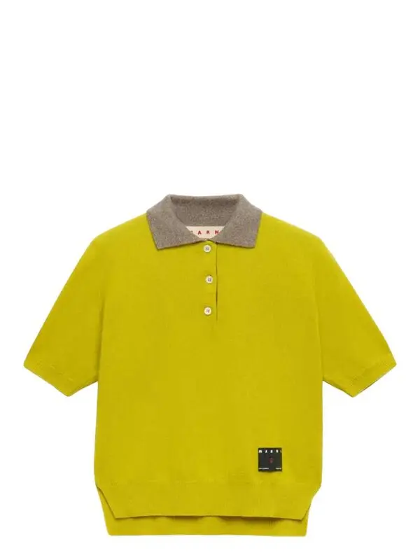 Marni Yellow Cashmere Polo Shirt With Contrasting Collar - Multicolor