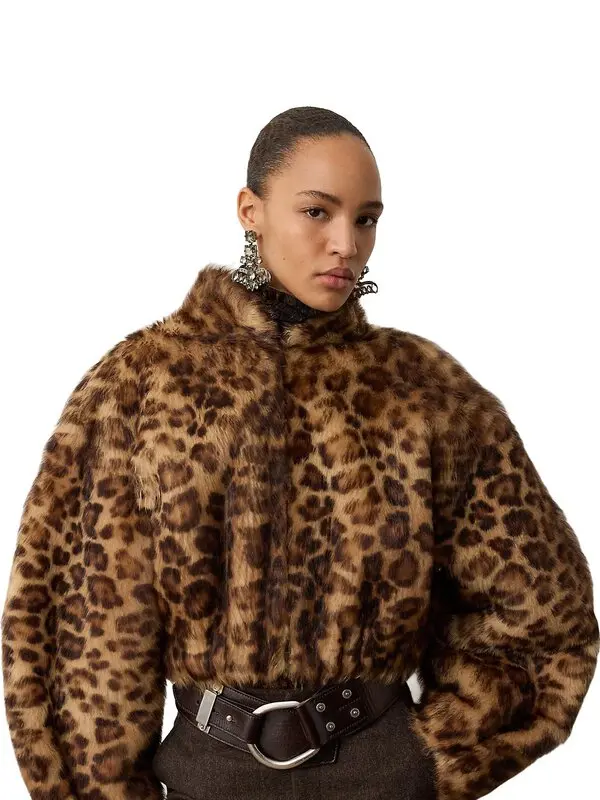 Ralph Lauren Balvin Leopard-print Lamb-shearling Coat - Tan Multi