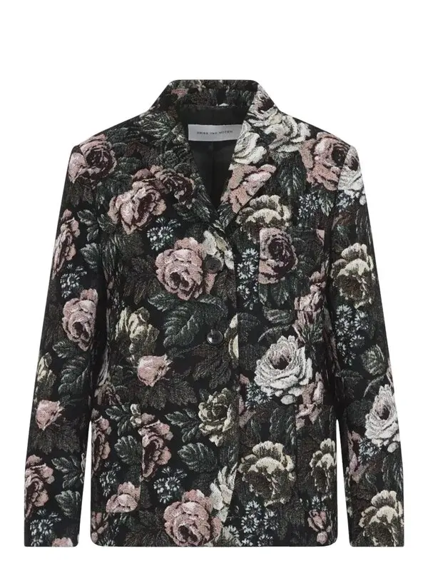 Dries Van Noten Single-breasted Jacquard Coat - Black