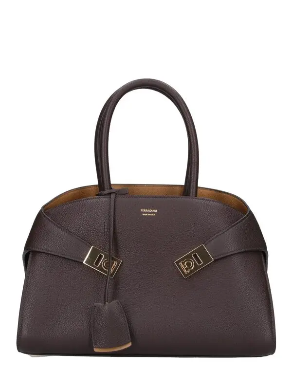 FERRAGAMO Italian Calf Leather Shoulder Bag - Brown