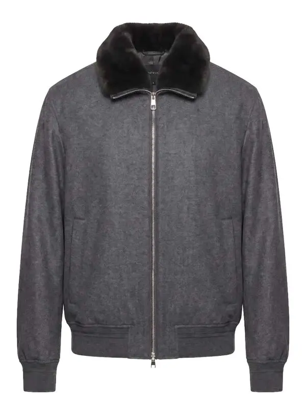 MONTECORE Faux-fur Collar Bomber Jacket - Gray