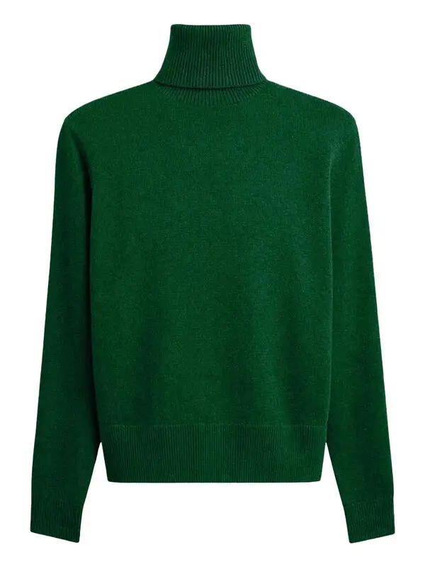 THE FRANKIE SHOP Gala Turtleneck Sweater In Wool-cashmere With Ribbed Cuffs And Hem - Green