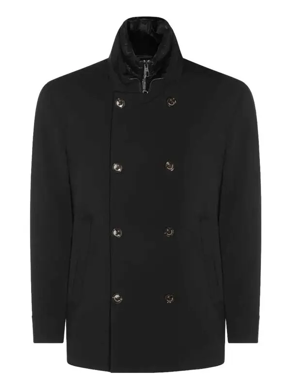 MONTECORE Double-breasted High-neck Coat - Black