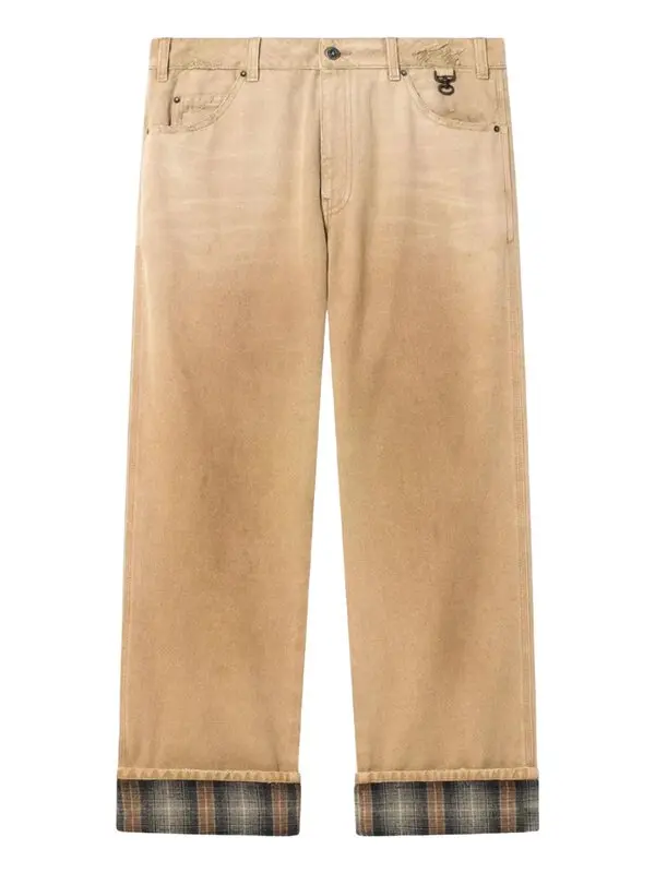 GOLDEN GOOSE Straight-leg Denim Jeans With Check Back Detail - Beige