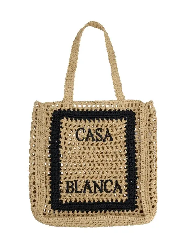 Casablanca Crochet Tote Bag - Beige