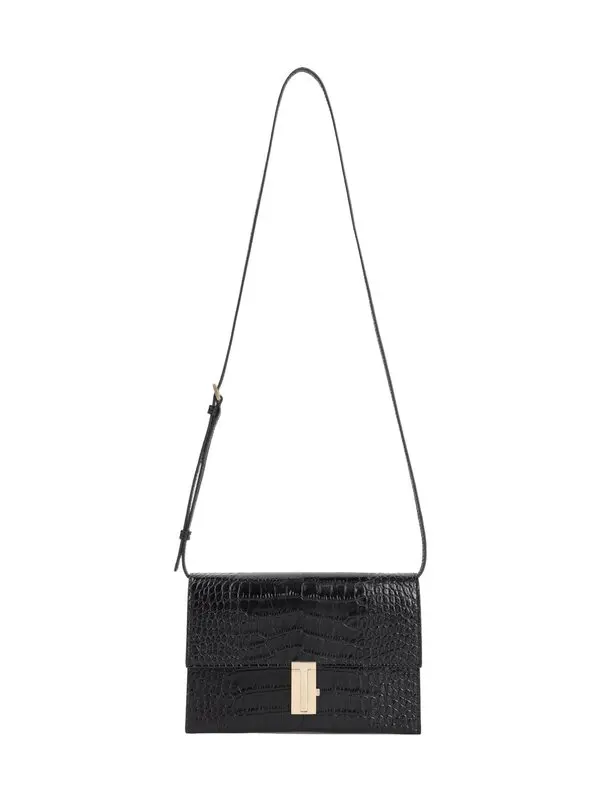 TOM FORD Mini Croc-embossed Leather Handbag With Shoulder Strap - Black