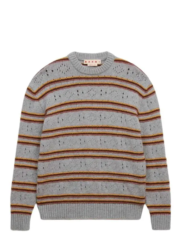 Marni Grey Cashmere Open-knit Sweater - Gray