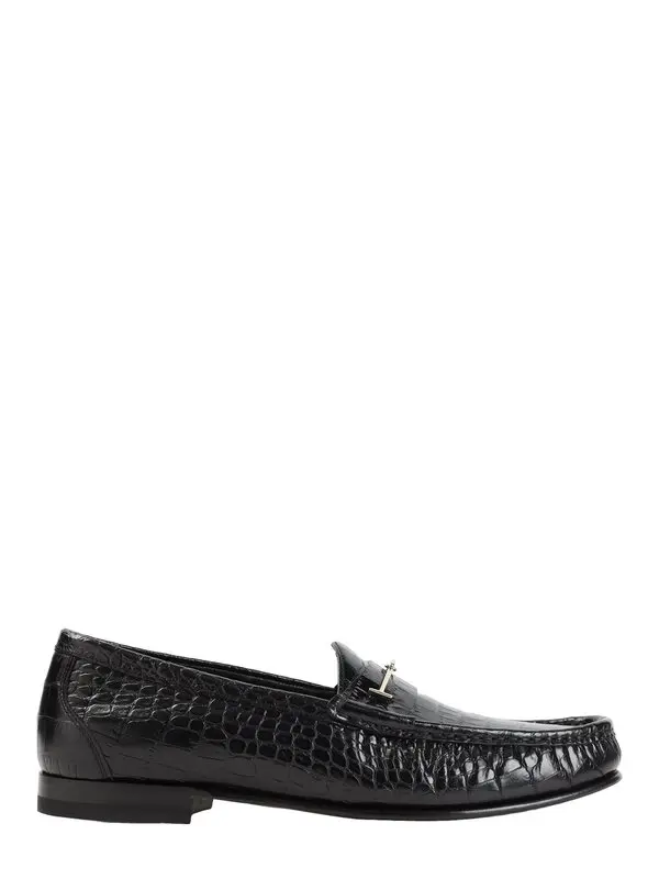 TOM FORD Crocodile-embossed Leather Loafers - Black