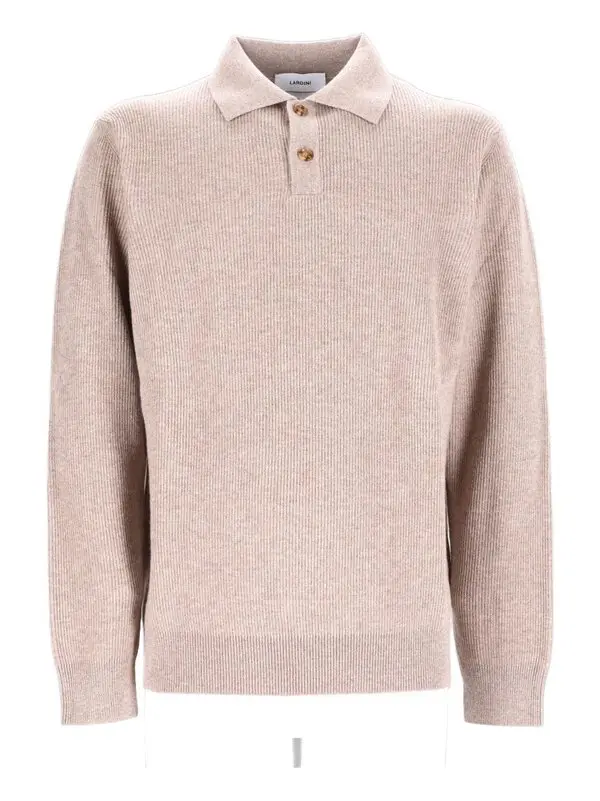 LARDINI Knit Polo Shirt - Beige
