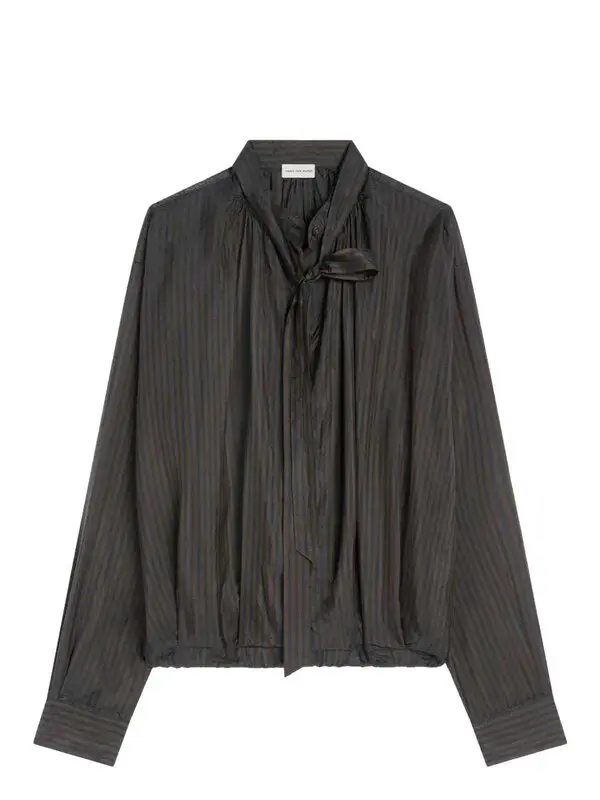 Dries Van Noten Cupro Blouse With Drawstring - Brown