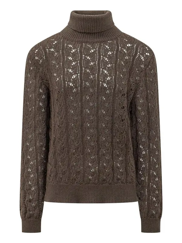 AMARANTO Turtleneck Knit Sweater - Fondente
