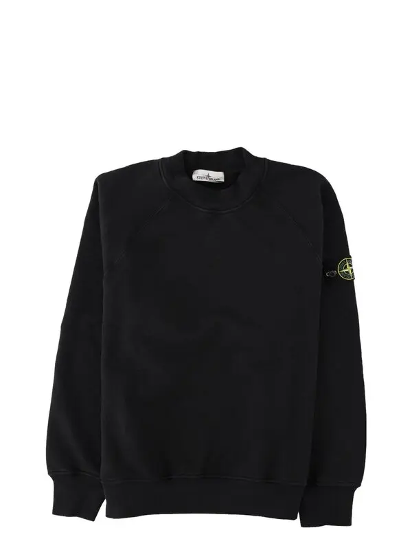 Stone Island Cotton Sweatshirt Made In Romania - Black