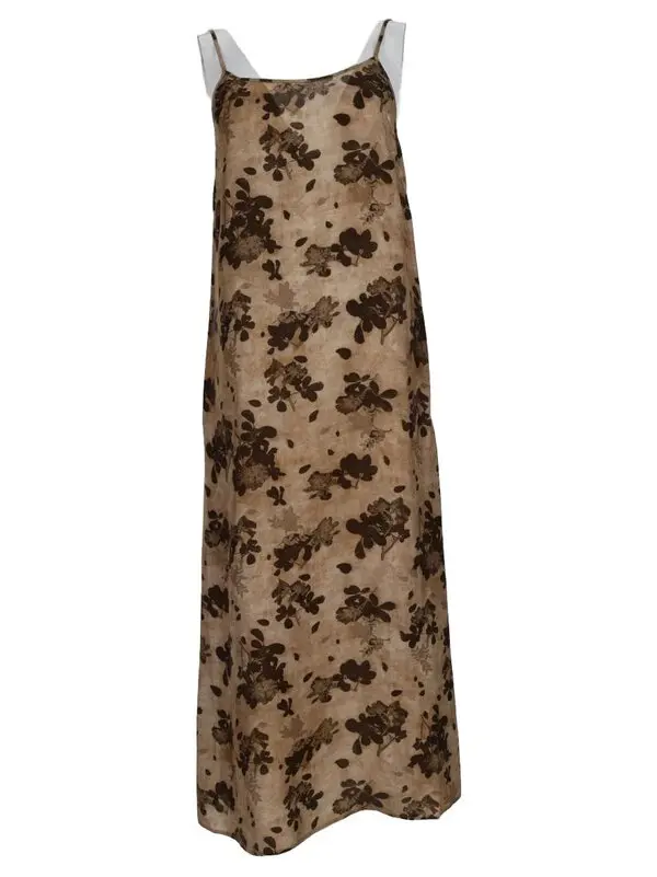 UMA WANG Viscose Cupro Draped Dress - Beige
