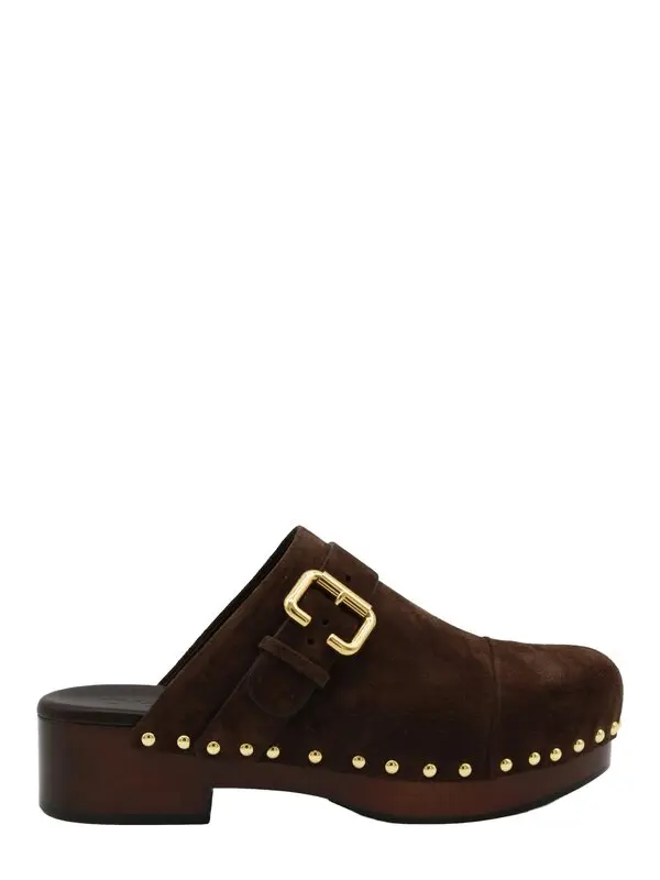 Chloé Classic Platform Clogs With Wood Wedge 1-inch Height - Brown
