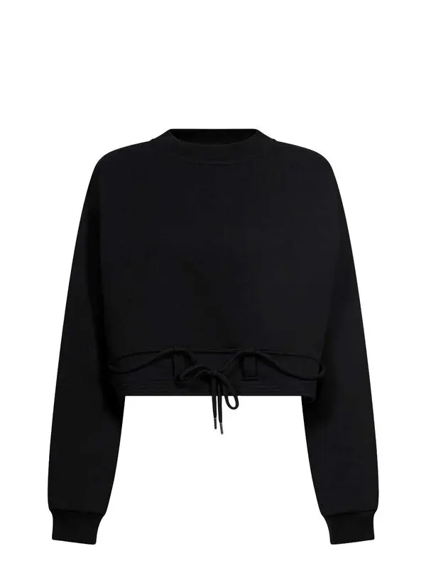 Dries Van Noten Drawstring Crew-neck Cropped Sweatshirt - Black