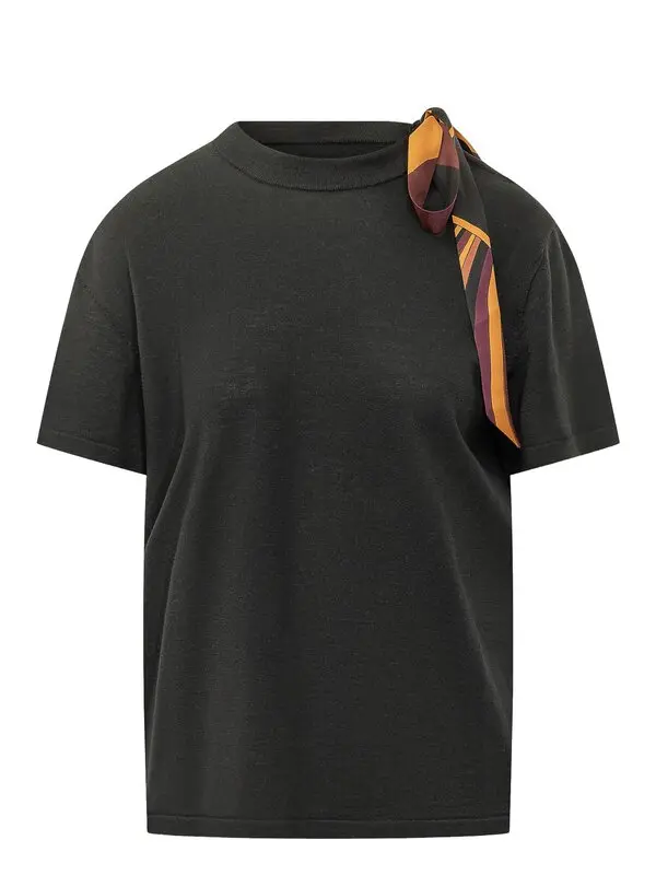 Emilio Pucci Foulard-style Silk Detail T-shirt - Nero