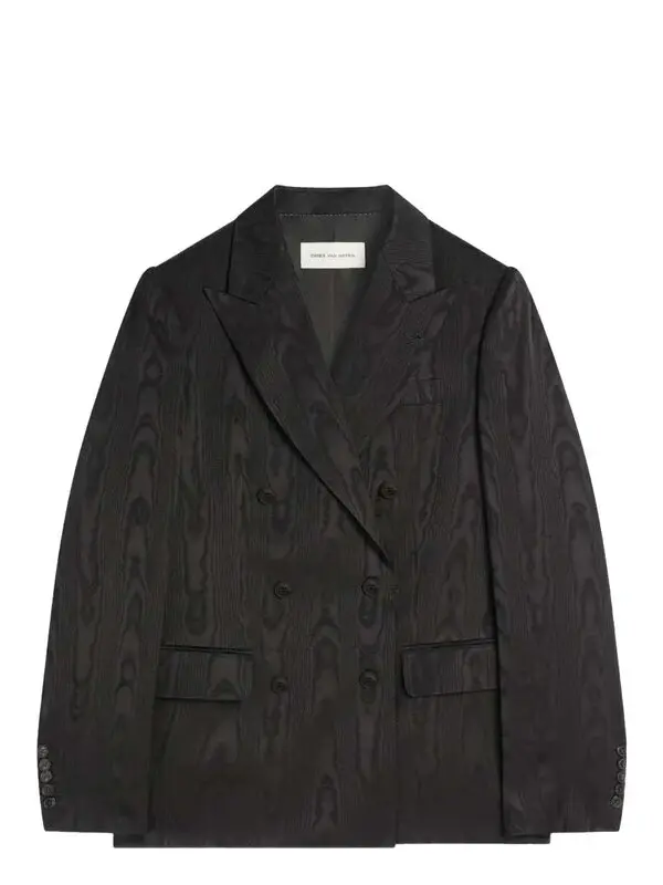 Dries Van Noten Moiré Double-breasted Blazer - Black