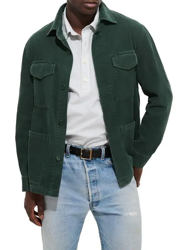 ALEX MILL Garment Dyed Corduroy Work Jacket - Evergreen