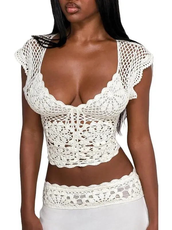 TIGER MIST Sasha Crochet Top - Ivory
