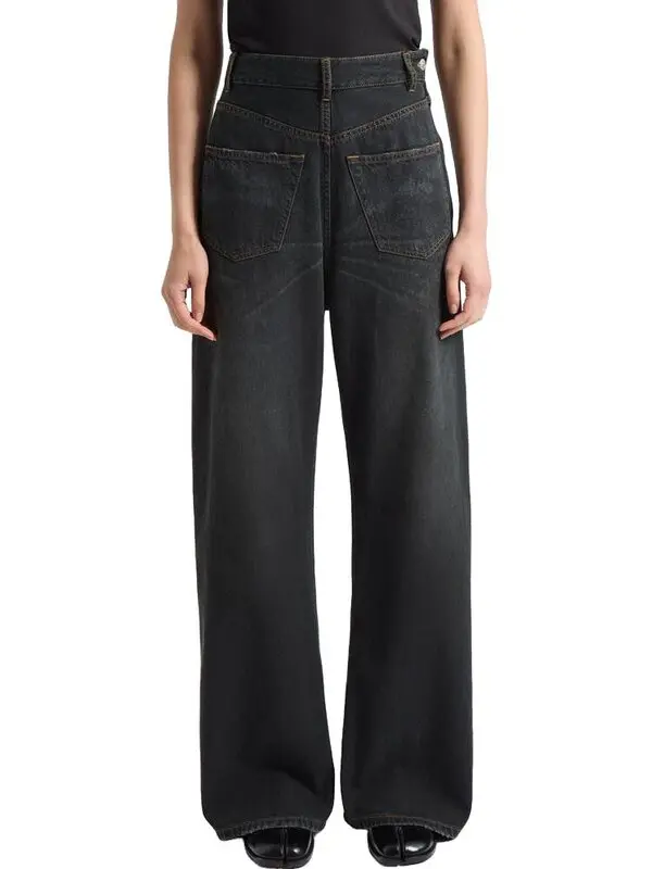 MAISON MARGIELA Wide Leg High Waist Jeans - Dark Blue