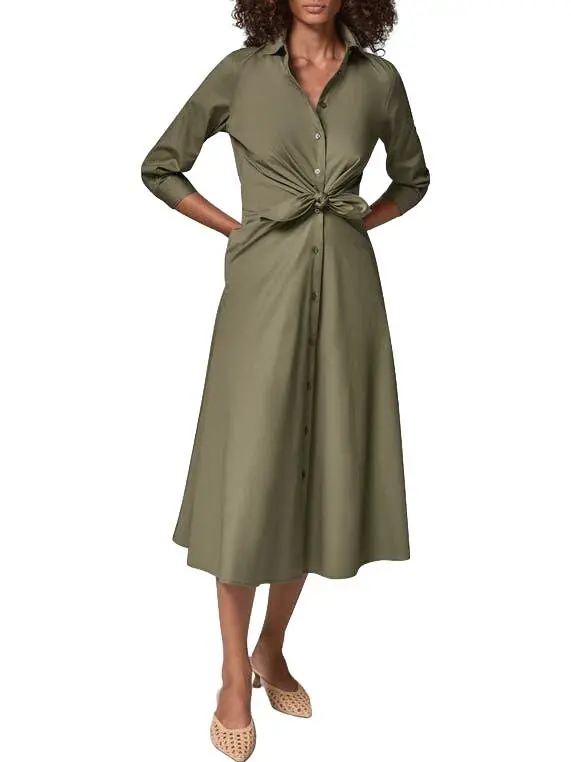 Donna Karan New York Poplin Tie Front Shirtdress - Sage