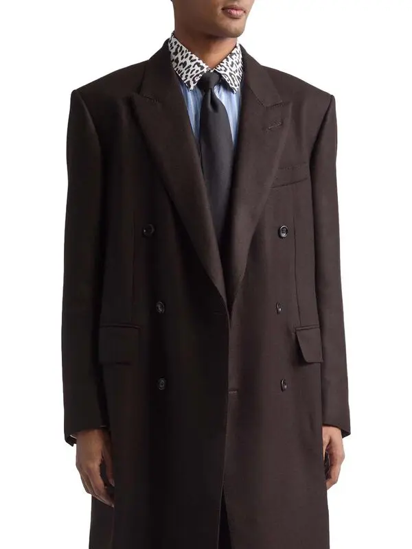 TOM FORD Soft Wool Double Breasted Overcoat - Ebc Deep Brown