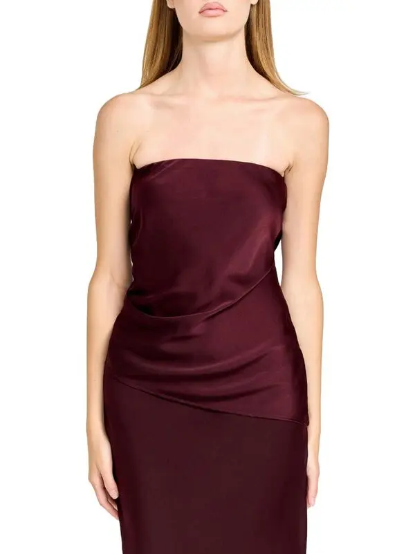 WAYF Vienna Strapless Top - Raisin