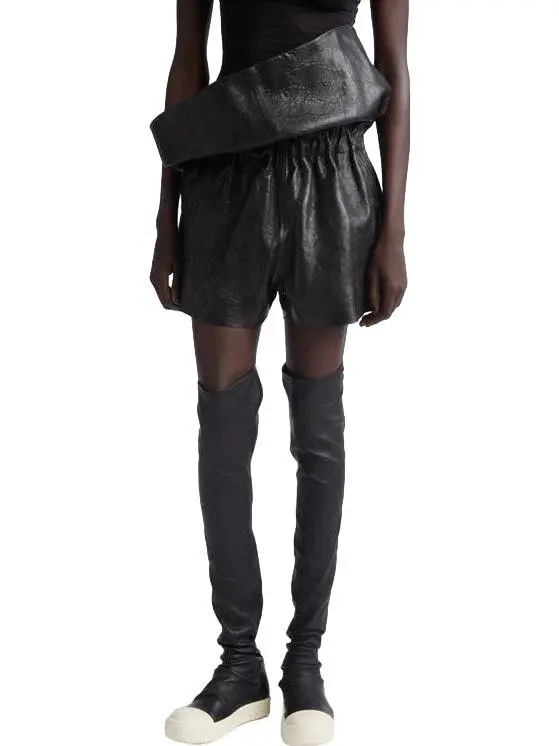 Rick Owens Crater Leather Shorts - Black
