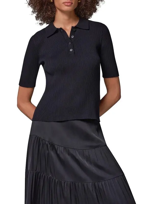 Donna Karan New York Rib Button Front Sweater - Black