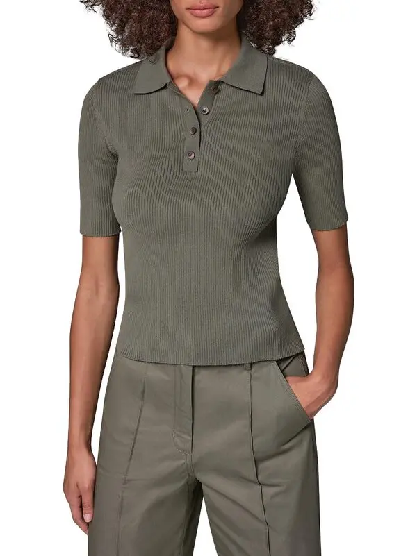Donna Karan New York Rib Button Front Sweater - Sage
