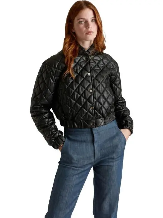 FURNIQ UK Aveline Quilted Leather Jacket - Black