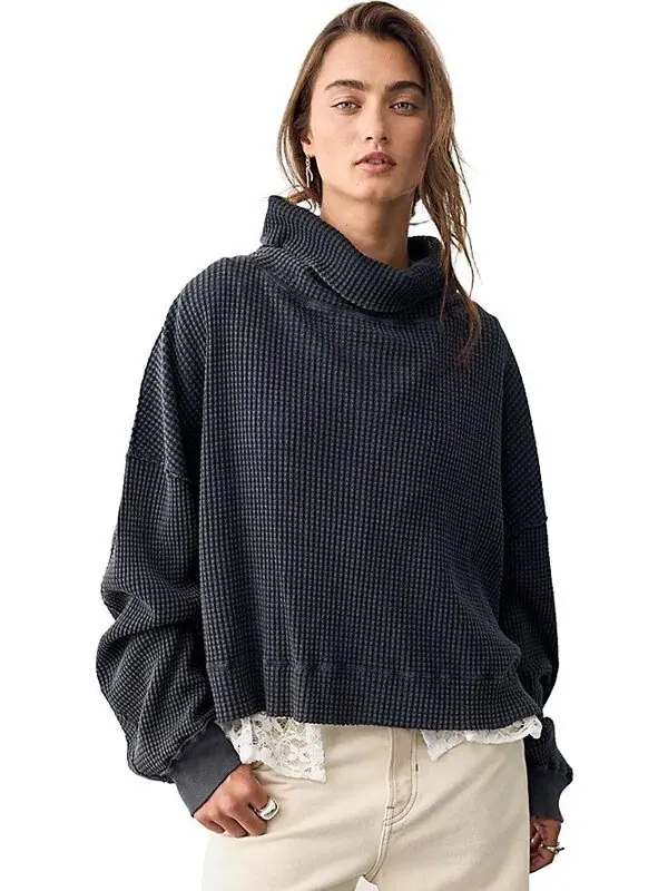 Free People We The Free Connor Turtleneck Top - Black