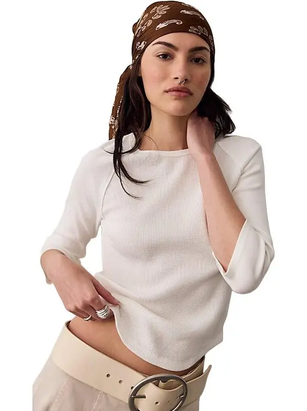 Free People We The Free Easy Does It Three-quarter Sleeve Top - Clean Ivory