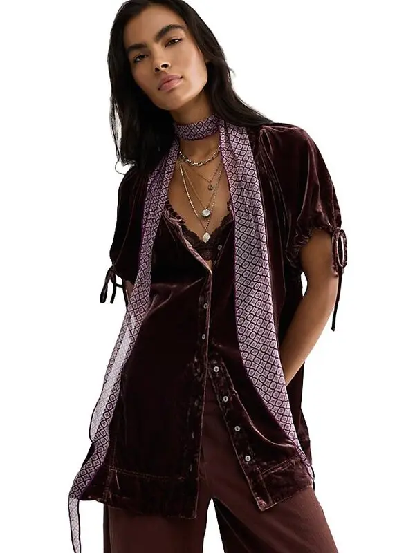 Free People Farley Velvet Tunic - Chocolate