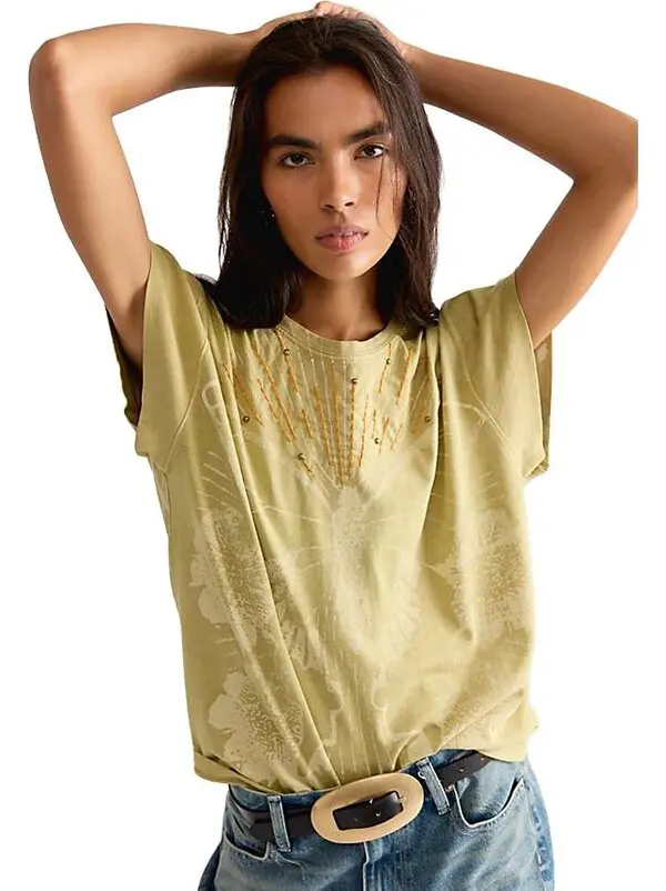 TRICIA FIX Erika Embroidered Tee - Olive