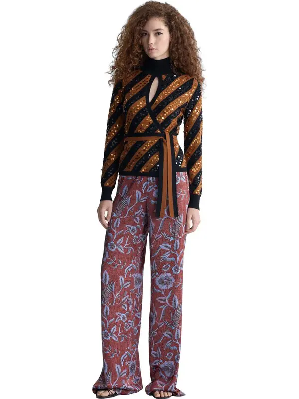 Diane Von Furstenberg Jones Wrap Top - Tabac And Black