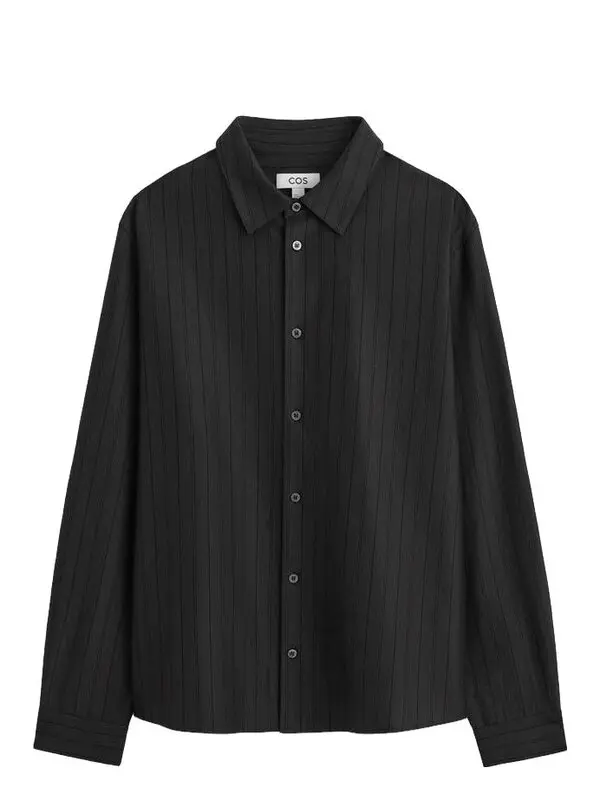 Cos Striped Cotton-jersey Shirt - Gray